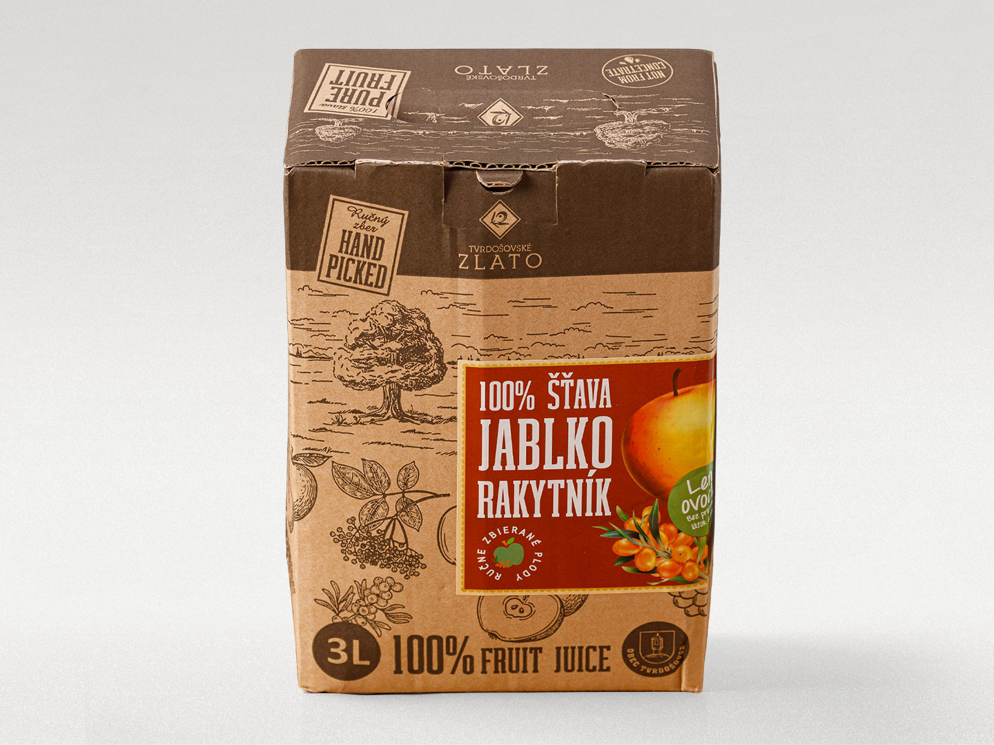100% jablková šťava s rakytníkom, 3 l | Kukkoniashop